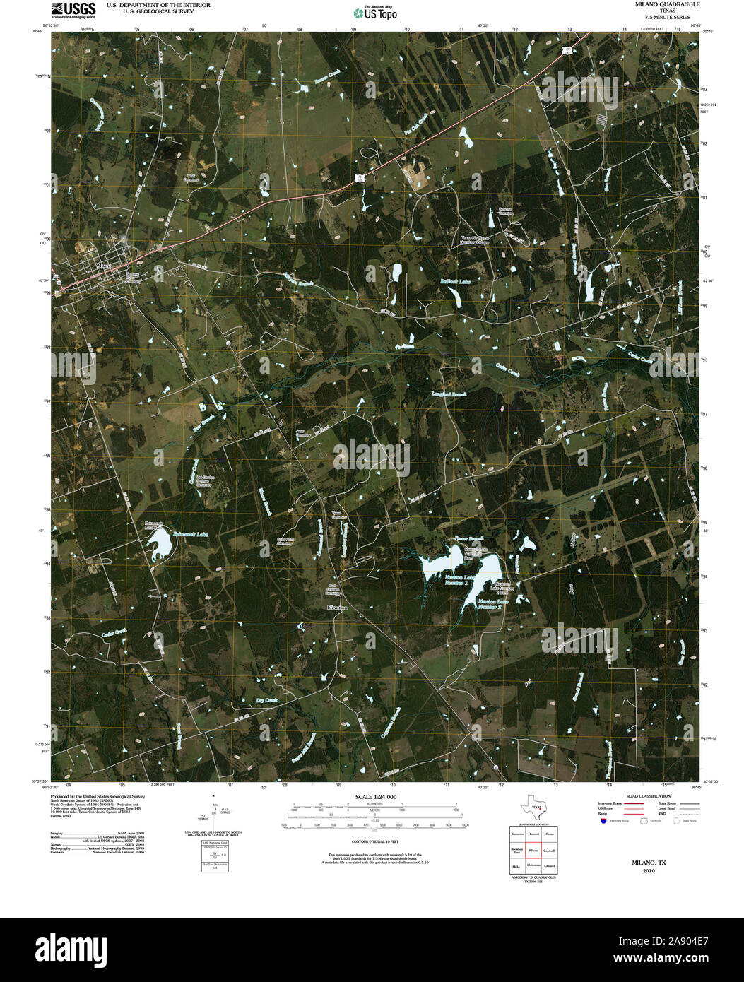 USGS TOPO Map Texas TX Milano 20100517 TM Restoration Stock Photo - Alamy
