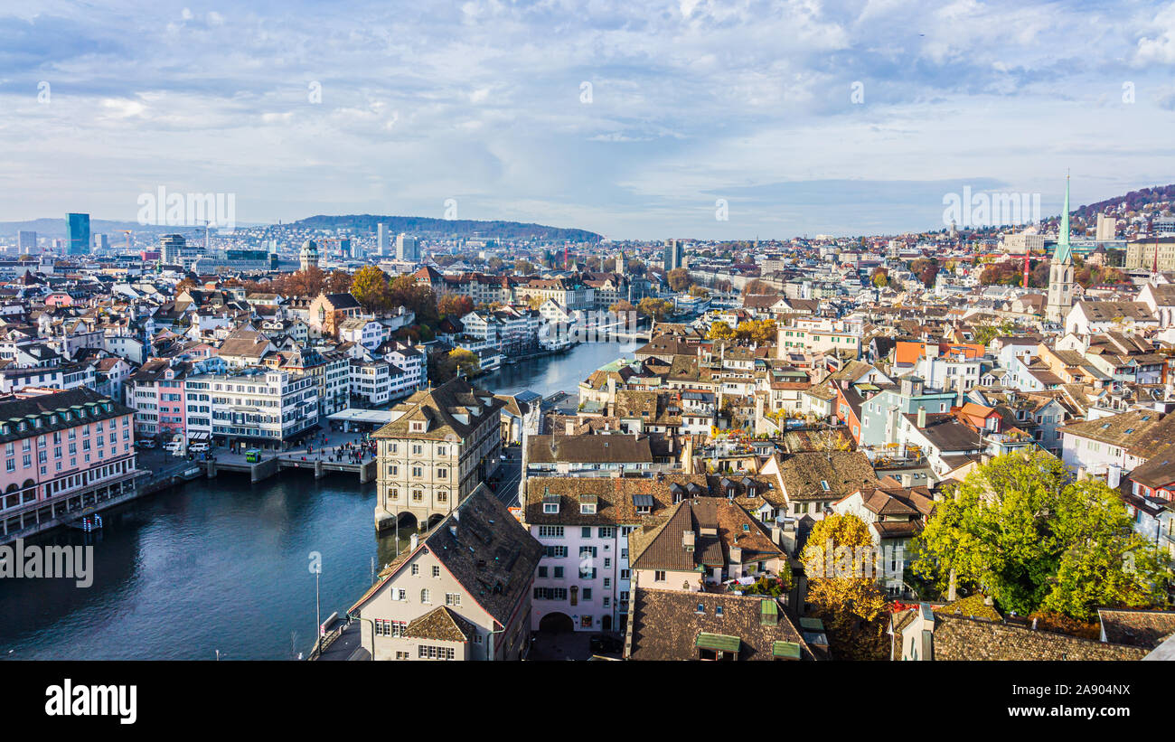 Downtown of Zurich. Beautiful view of the historic city center of ...