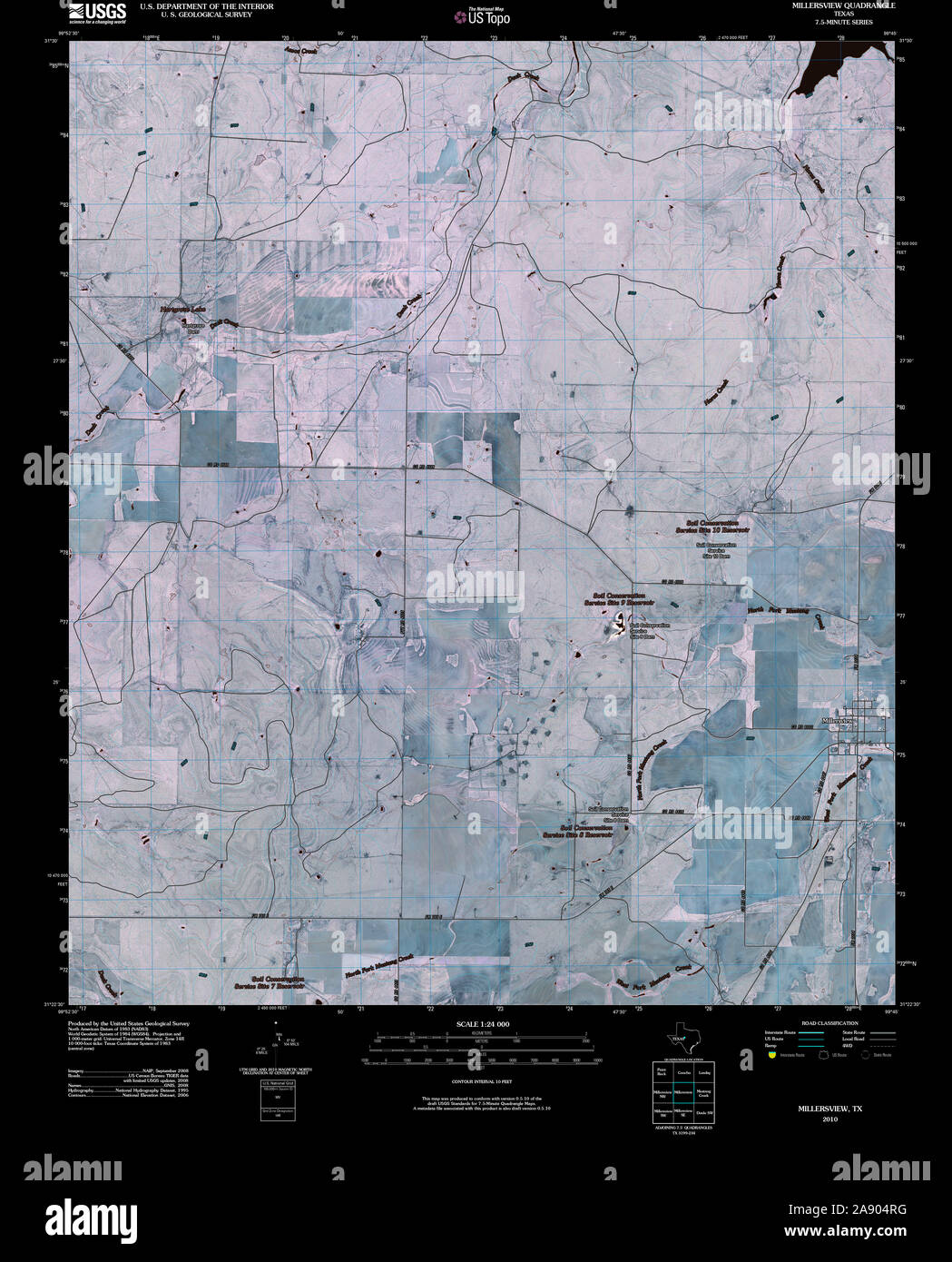USGS TOPO Map Texas TX Millersview 20100412 TM Inverted Restoration ...