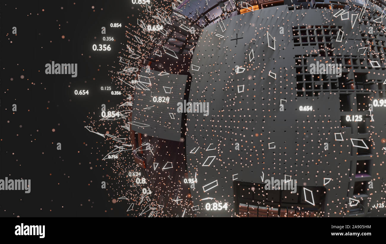 Connection Lines and Dots Around Digital Abstract Cyber PCB Sphere ...