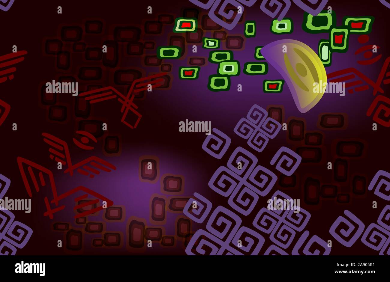 Abstract image of moon in the style of ancient Indians. Seamless ...