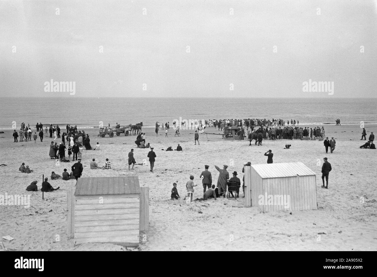 Large group of interested people on the beach, possibly around the ...