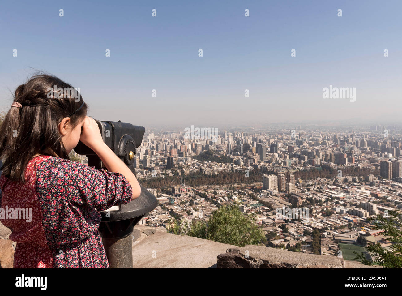 Girl discovering the city of Santiago Stock Photo - Alamy