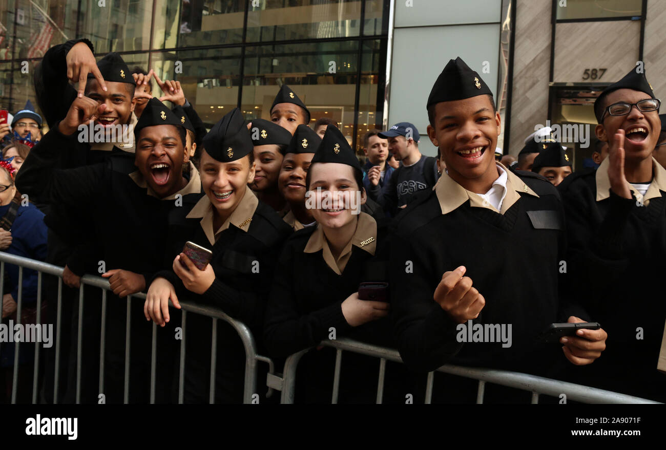 New York, New York, USA. 11th Nov, 2019. Jr. ROTC members attend the ...