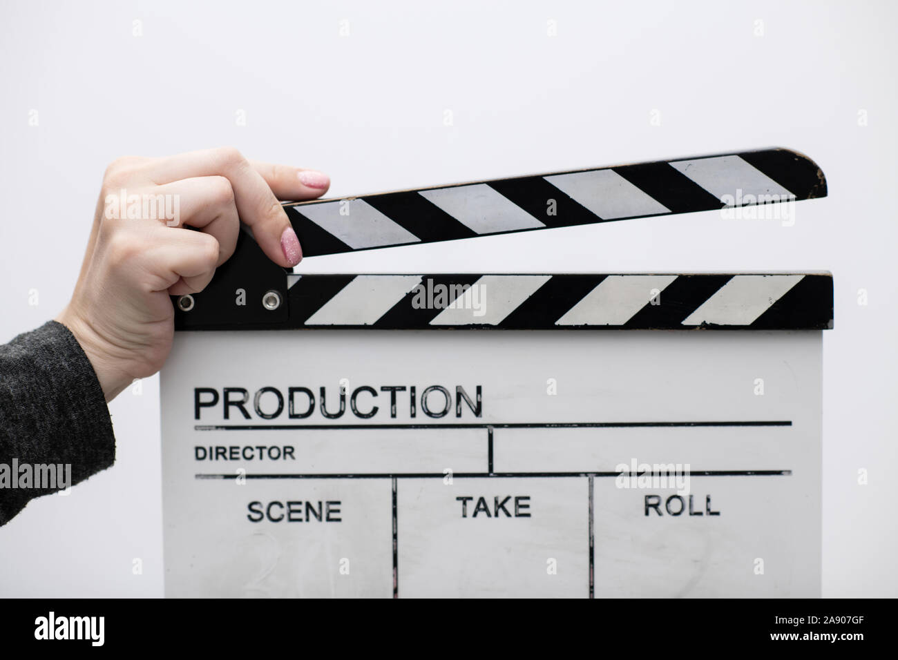 video production movie clapper cinema action and cut concept isolated ...