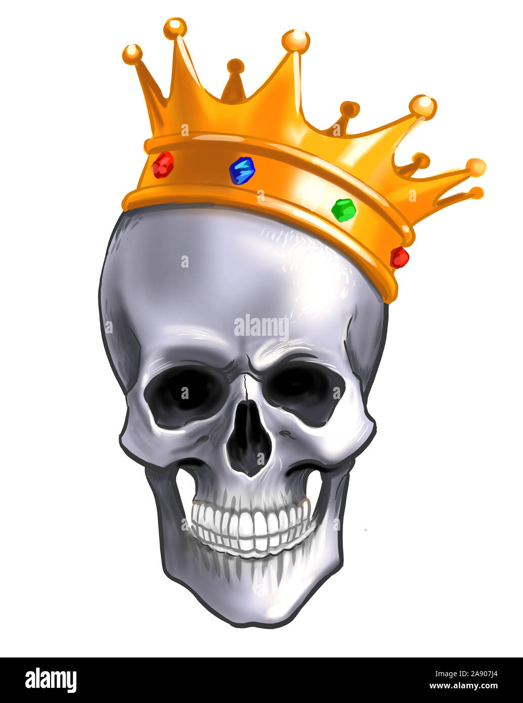 Human skull with a golden crown. Digital illustration Stock Photo - Alamy