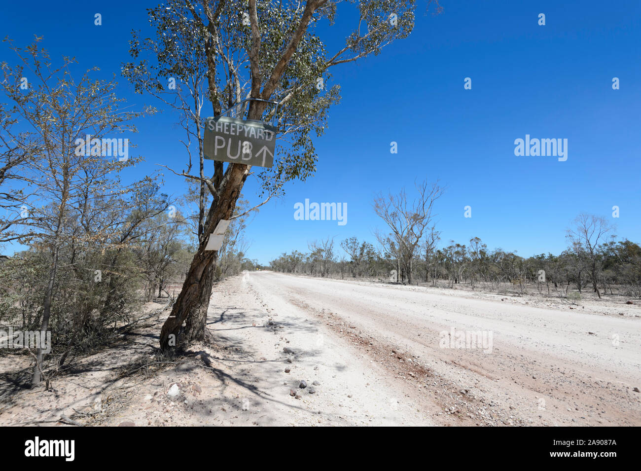 Pub sign along an isolated Outback dirt road Lightning Ridge, New South ...
