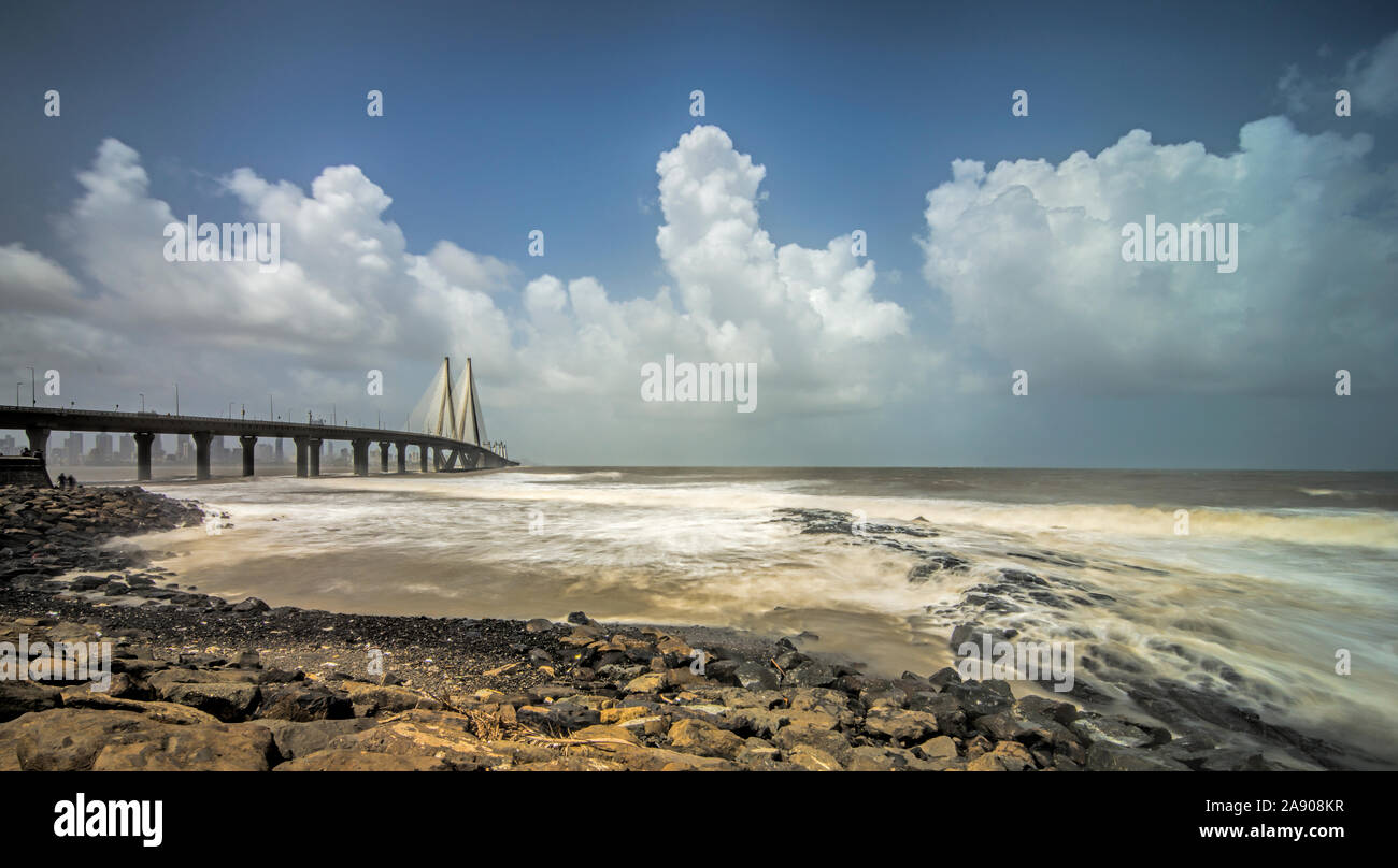 Bandra-Worli Sealink Bridge seen from Bandstand,Bandra,Mumbai ...