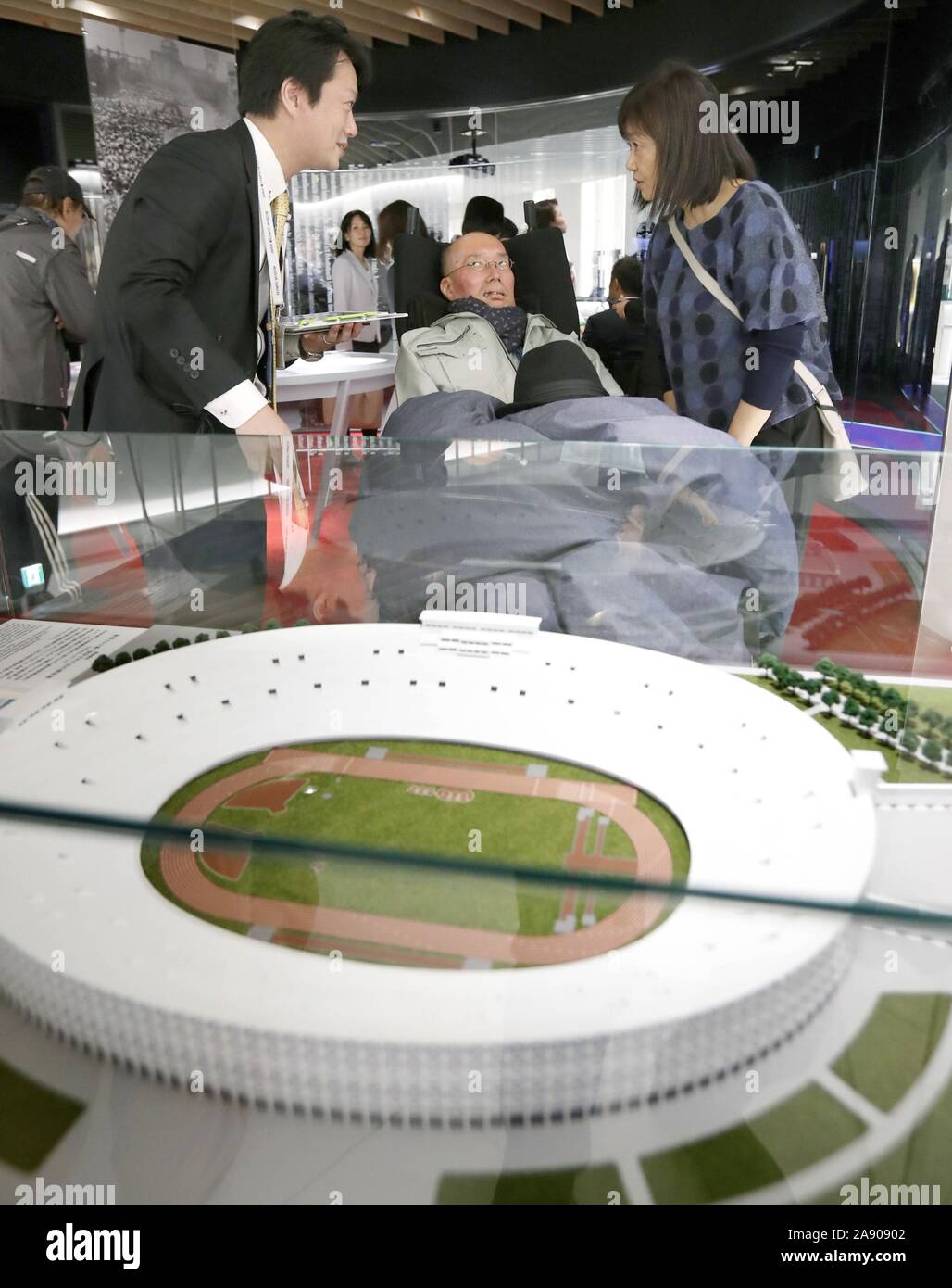 Yasuhiko Funago, a Japanese lawmaker with severe motor neuron disease ALS, visits the Japan ...