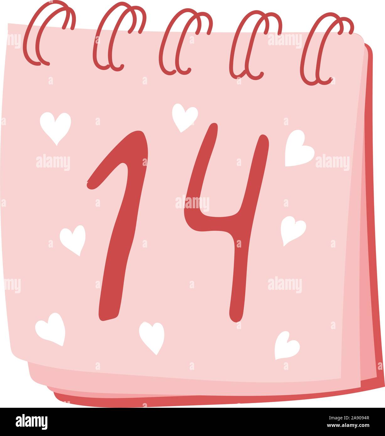 Valentine's Day. Calendar with the inscription. February 14. Pink color ...