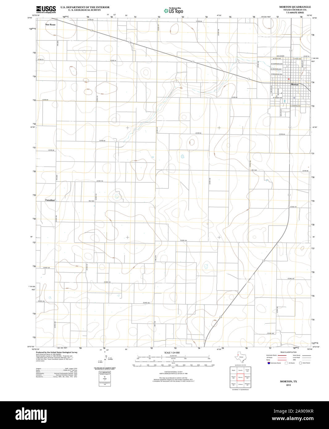USGS TOPO Map Texas TX Morton 20121115 TM Restoration Stock Photo - Alamy