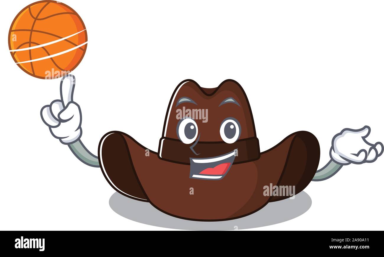 holding basketball cowboy hat isolated in the mascot Stock Vector Image ...