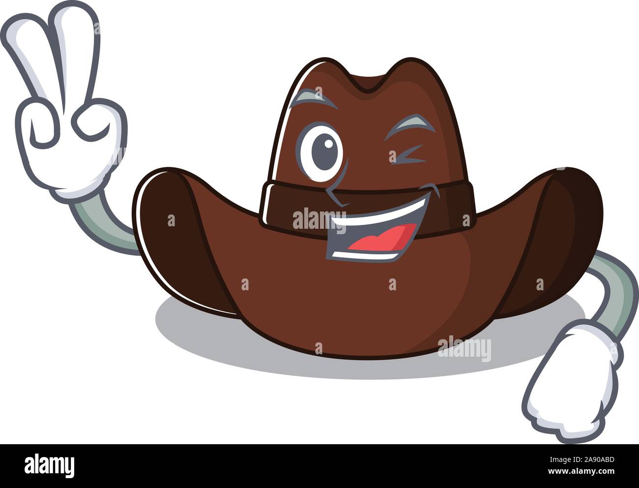Cheerful on cowboy hat two finger cartoon character Stock Vector Image ...