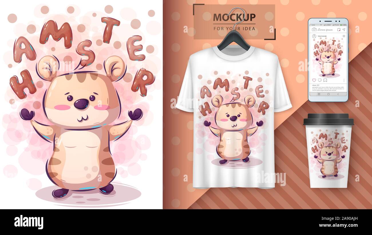 Cute hamster poster and merchandising Stock Vector Image & Art - Alamy