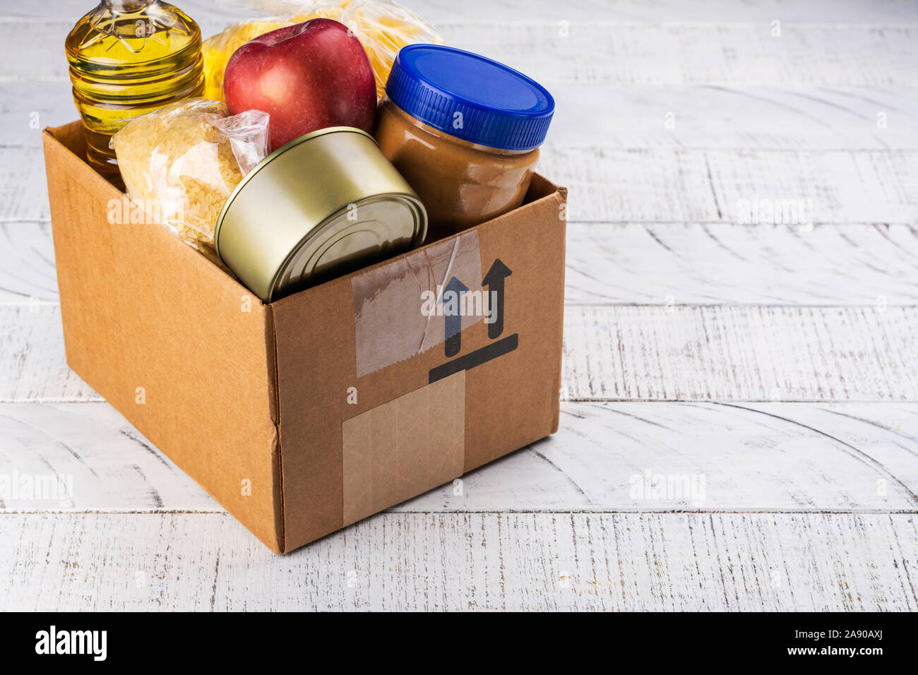 Food donation box Stock Photo - Alamy