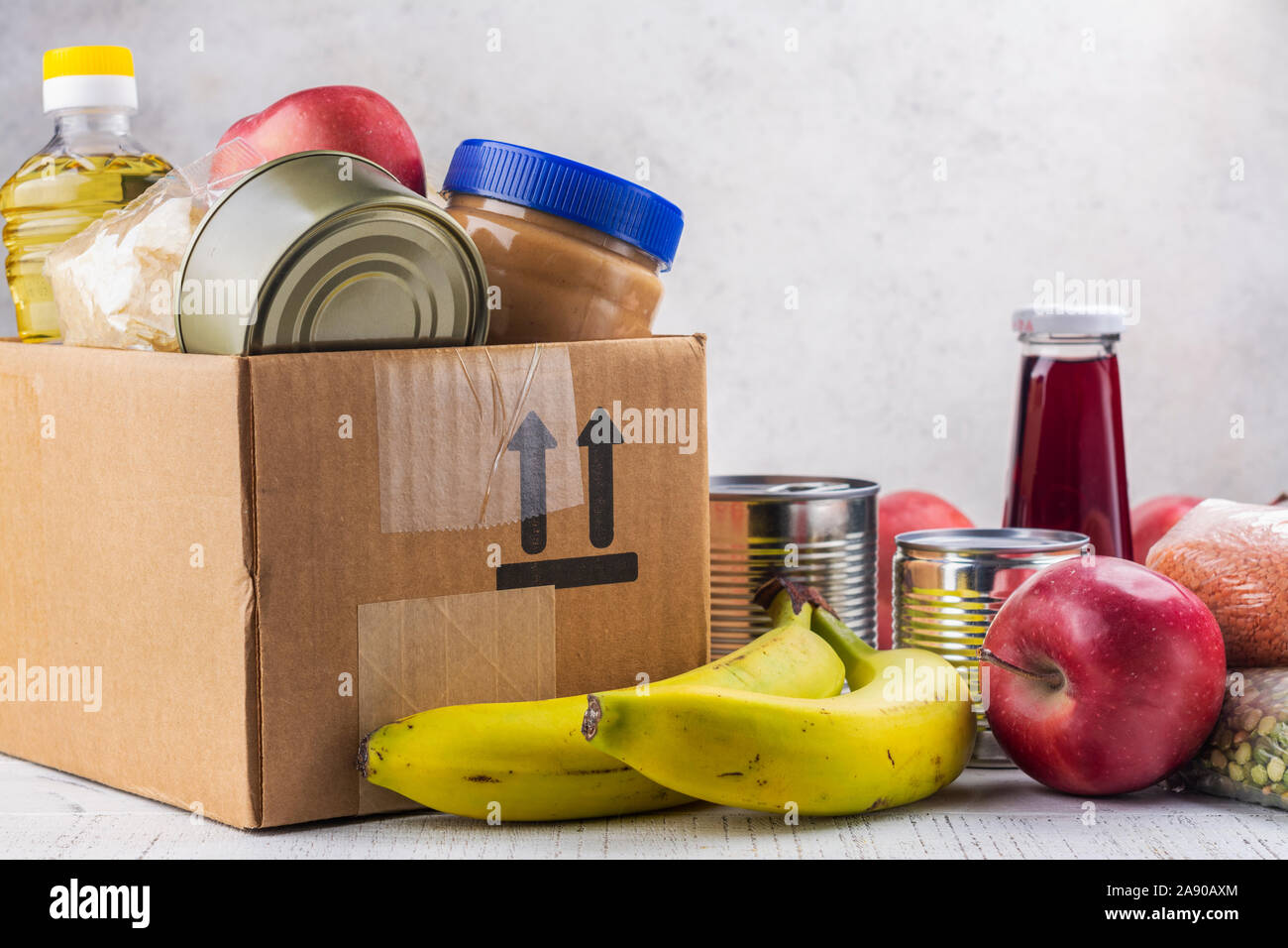 Food donation box Stock Photo - Alamy