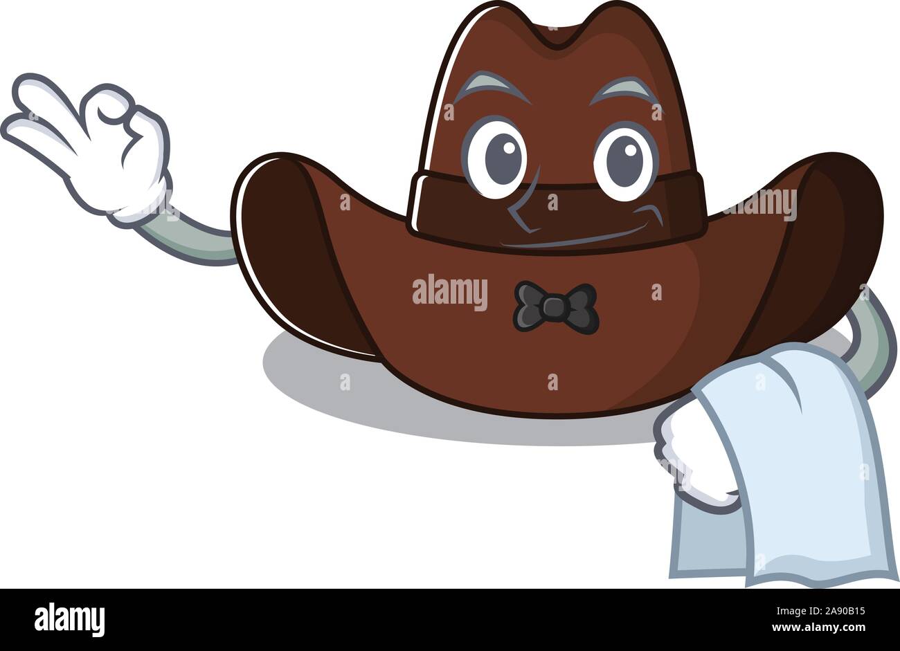 Mascot illustration the featuring cowboy hat waiter Stock Vector Image ...
