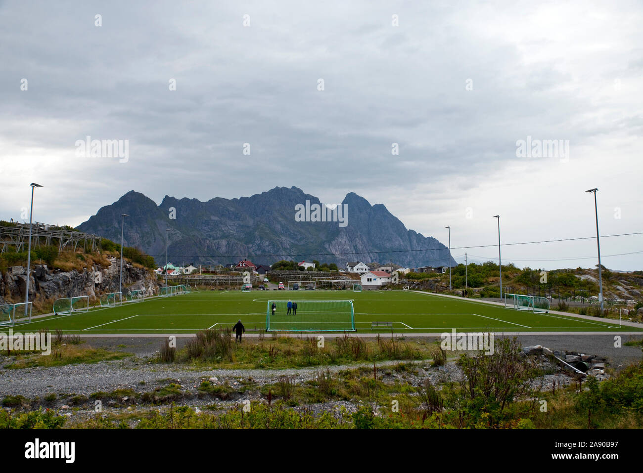 Football pitch in Henningsvær, Lofoten, Noway Stock Photo - Alamy