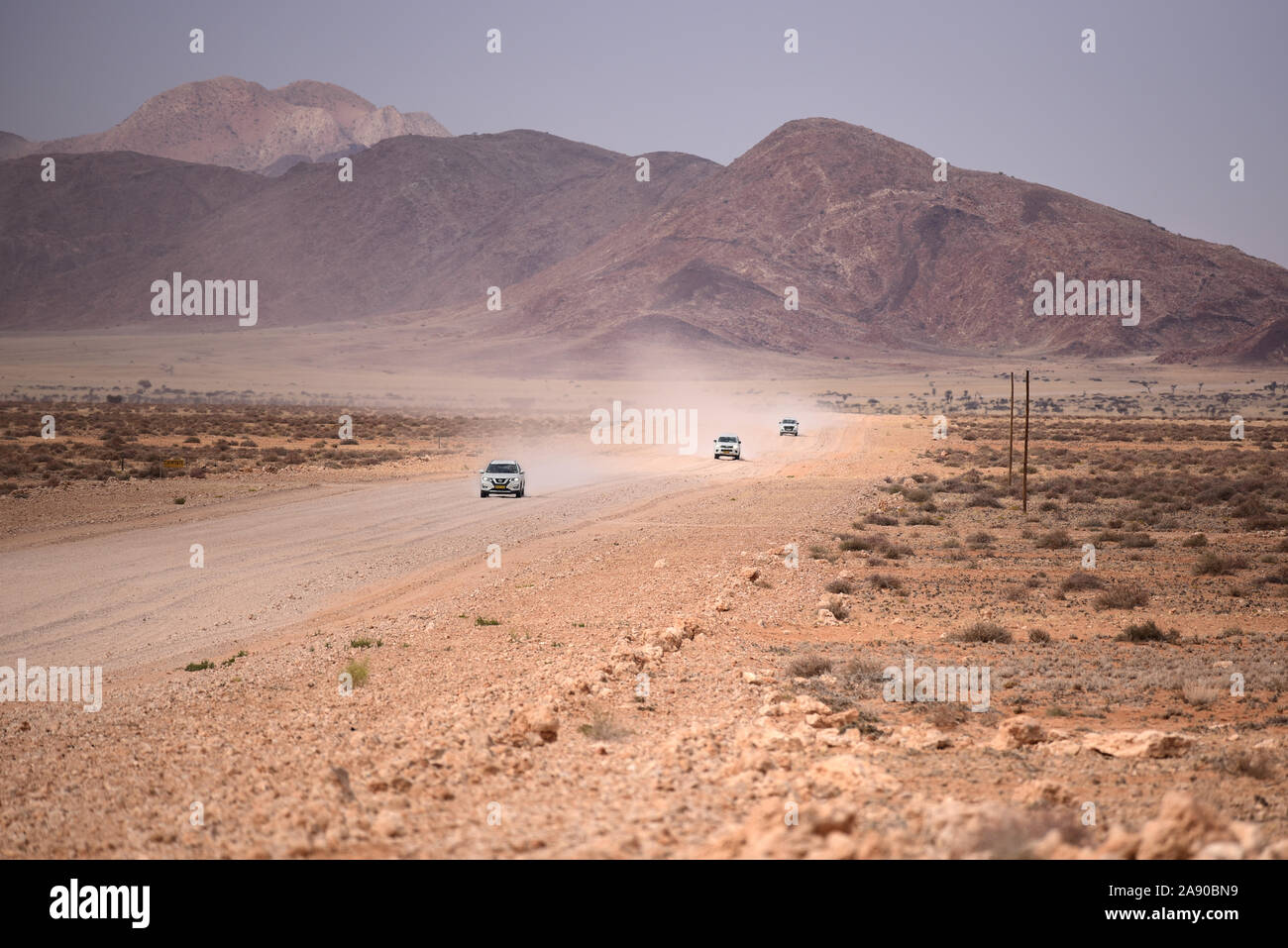 4WD cars of self-drive tourist driving on the C-14 gravel road in ...