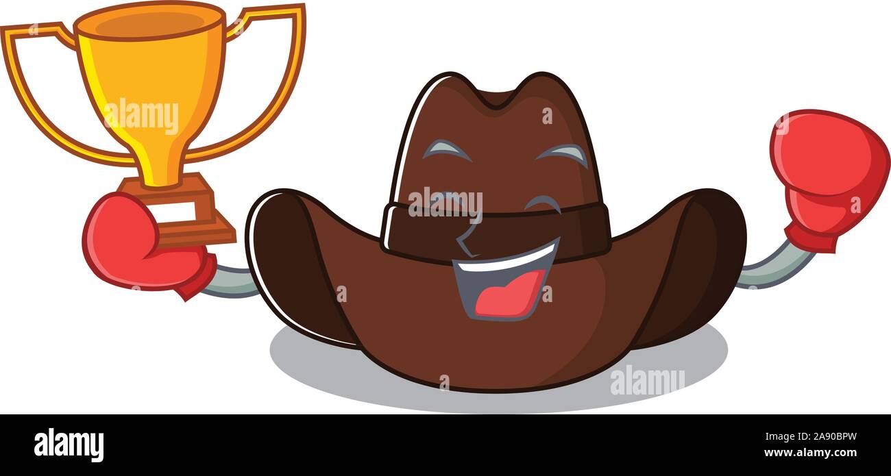 cowboy hat boxing winner with the cartoon character Stock Vector Image ...