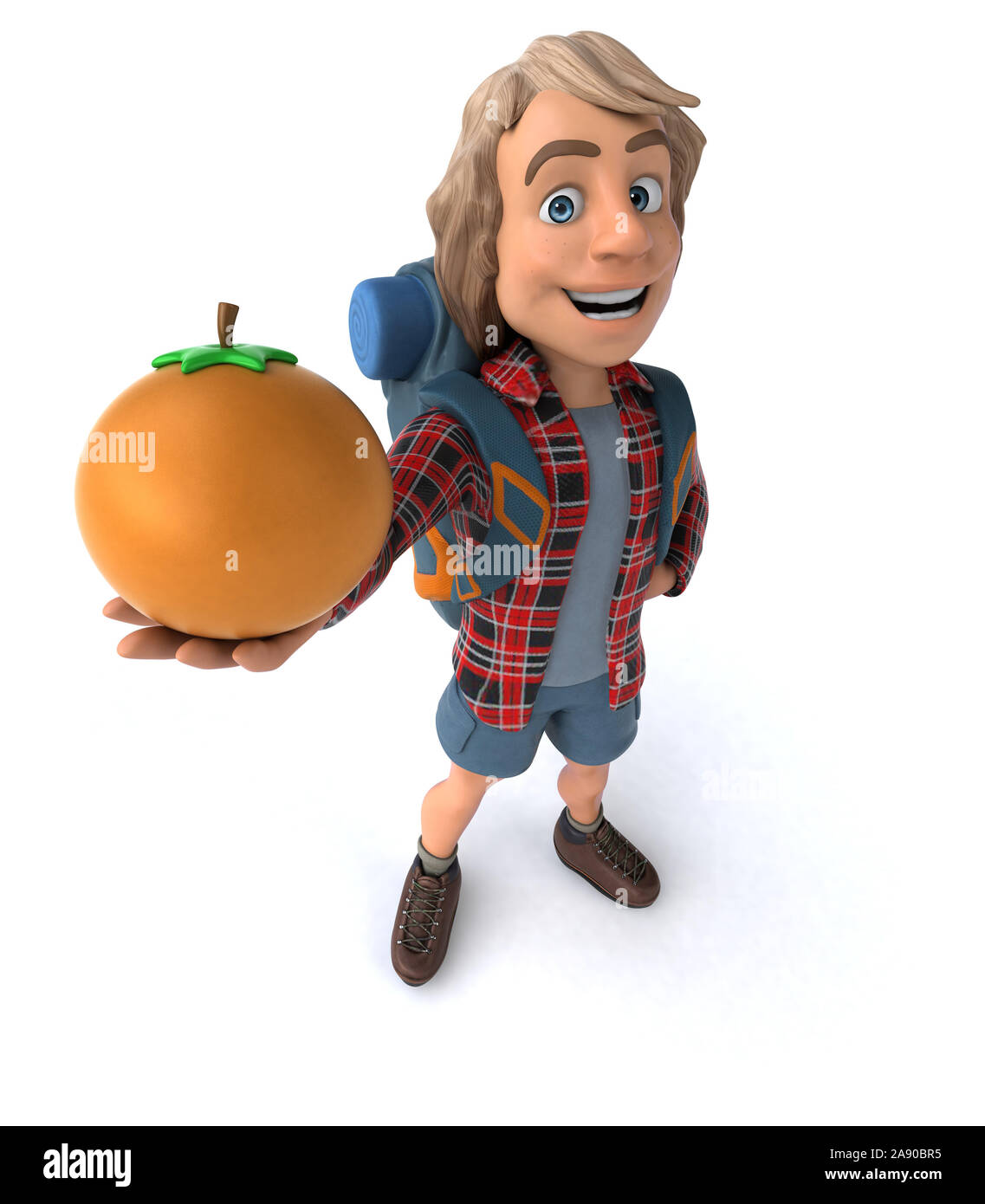 Fun backpacker cartoon guy Stock Photo - Alamy