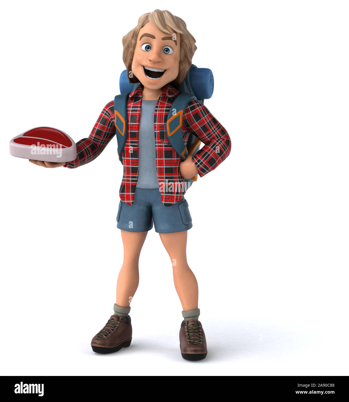 Fun backpacker cartoon guy Stock Photo - Alamy