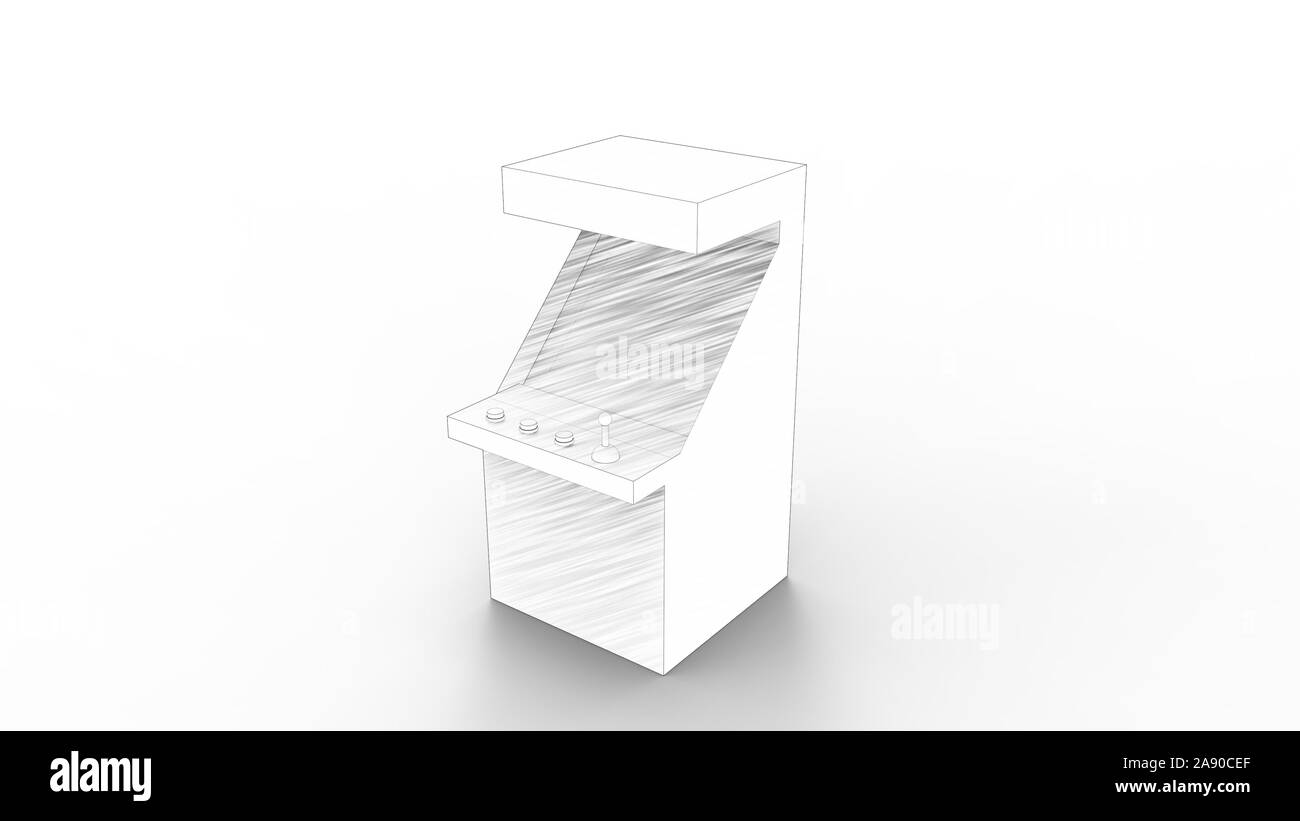 3d rendering of an arcade game machine isolated in light background ...