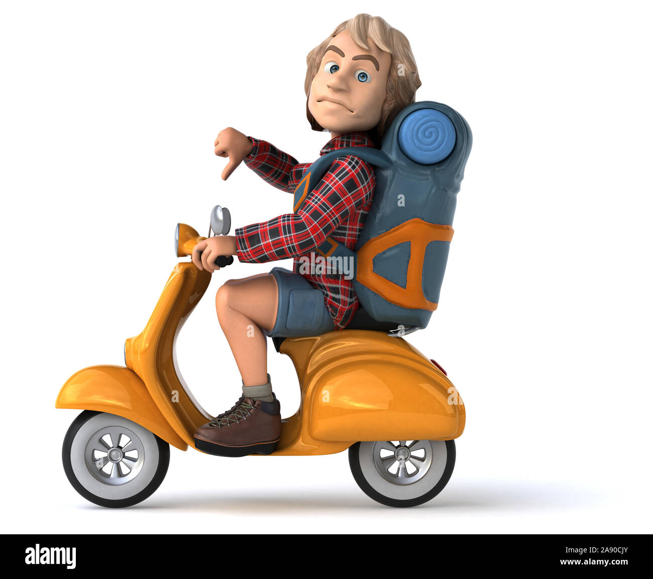 Man solo traveling backpacker - 3D Illustration Stock Photo - Alamy