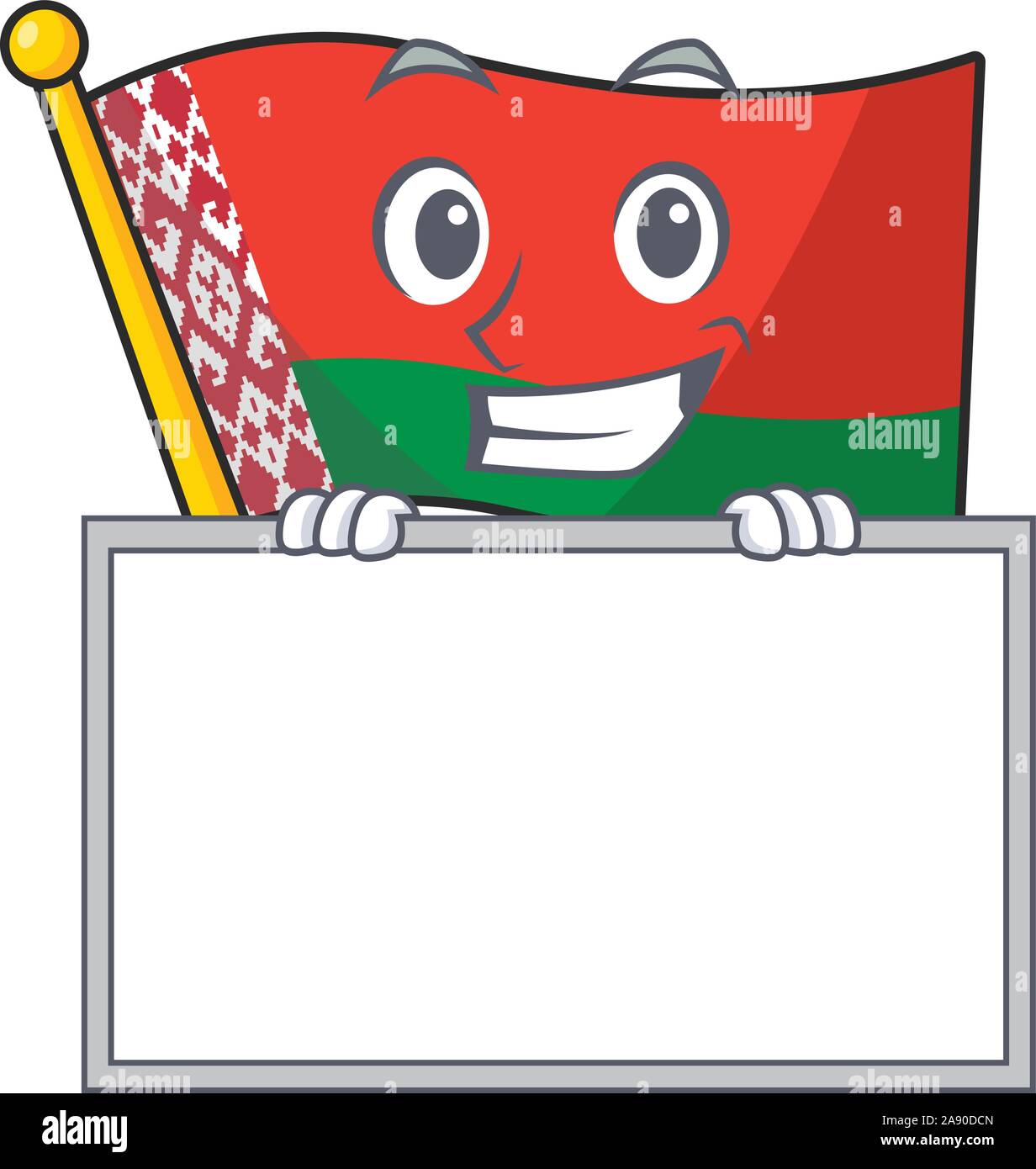 flag belarus in the cartoon shape grinning with board Stock Vector ...