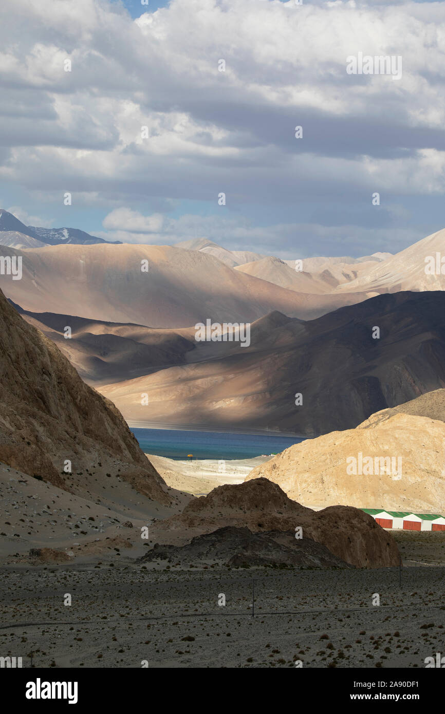 Pangong Tso or Pangong Lake an endorheic lake in the himalayas, Jammu ...