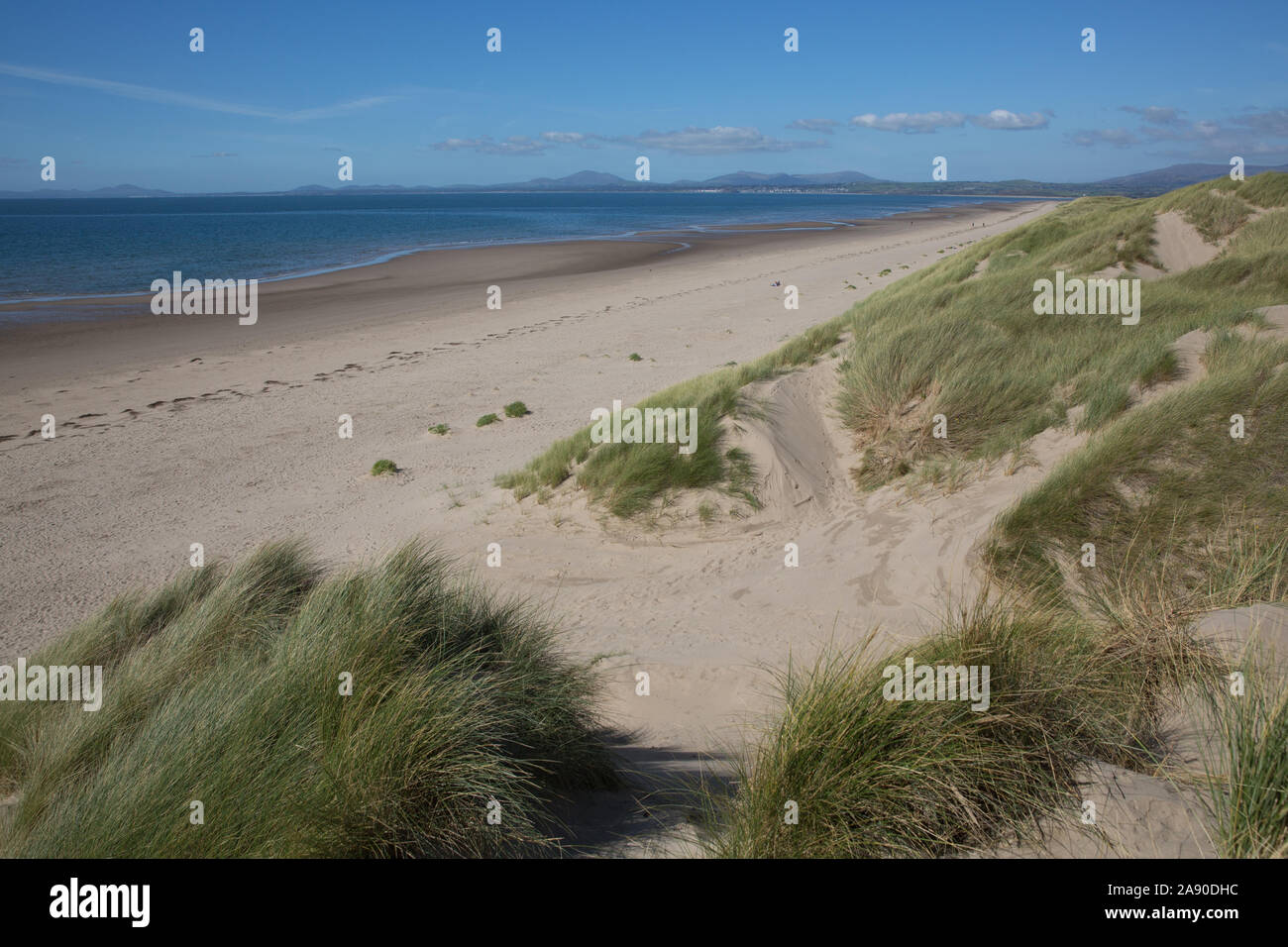 Harlech beach north west Wales UK by the castle Stock Photo - Alamy