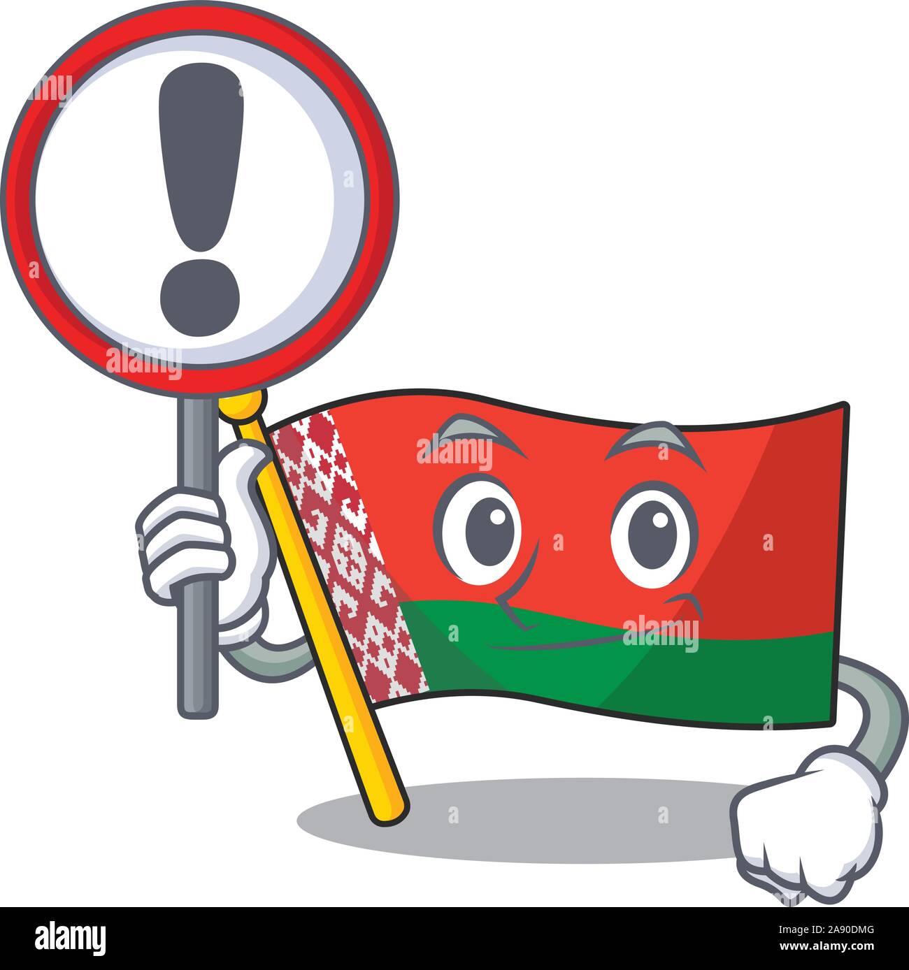 flag belarus in the cartoon shape with sign warning Stock Vector Image ...