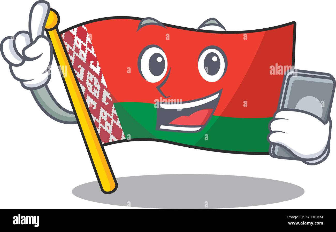 with holding phone flag belarus in the cartoon shape Stock Vector Image ...