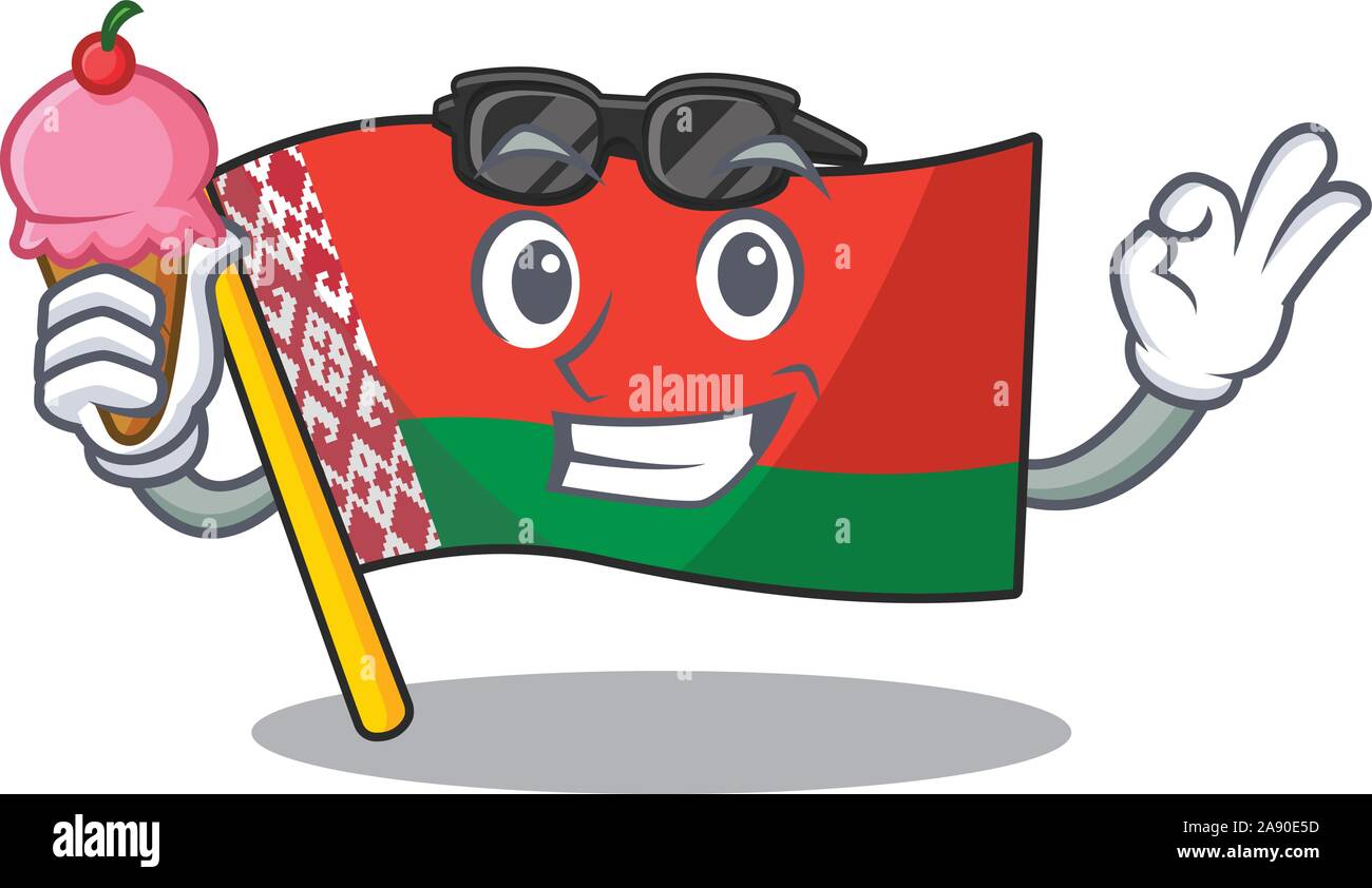 Smiling with ice cream flag belarus cartoon character style Stock ...