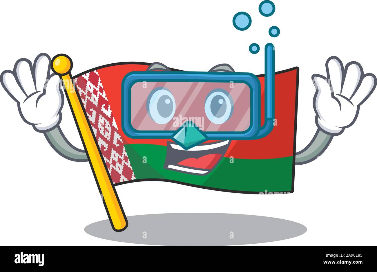 Smiling diving flag belarus cartoon character style Stock Vector Image ...