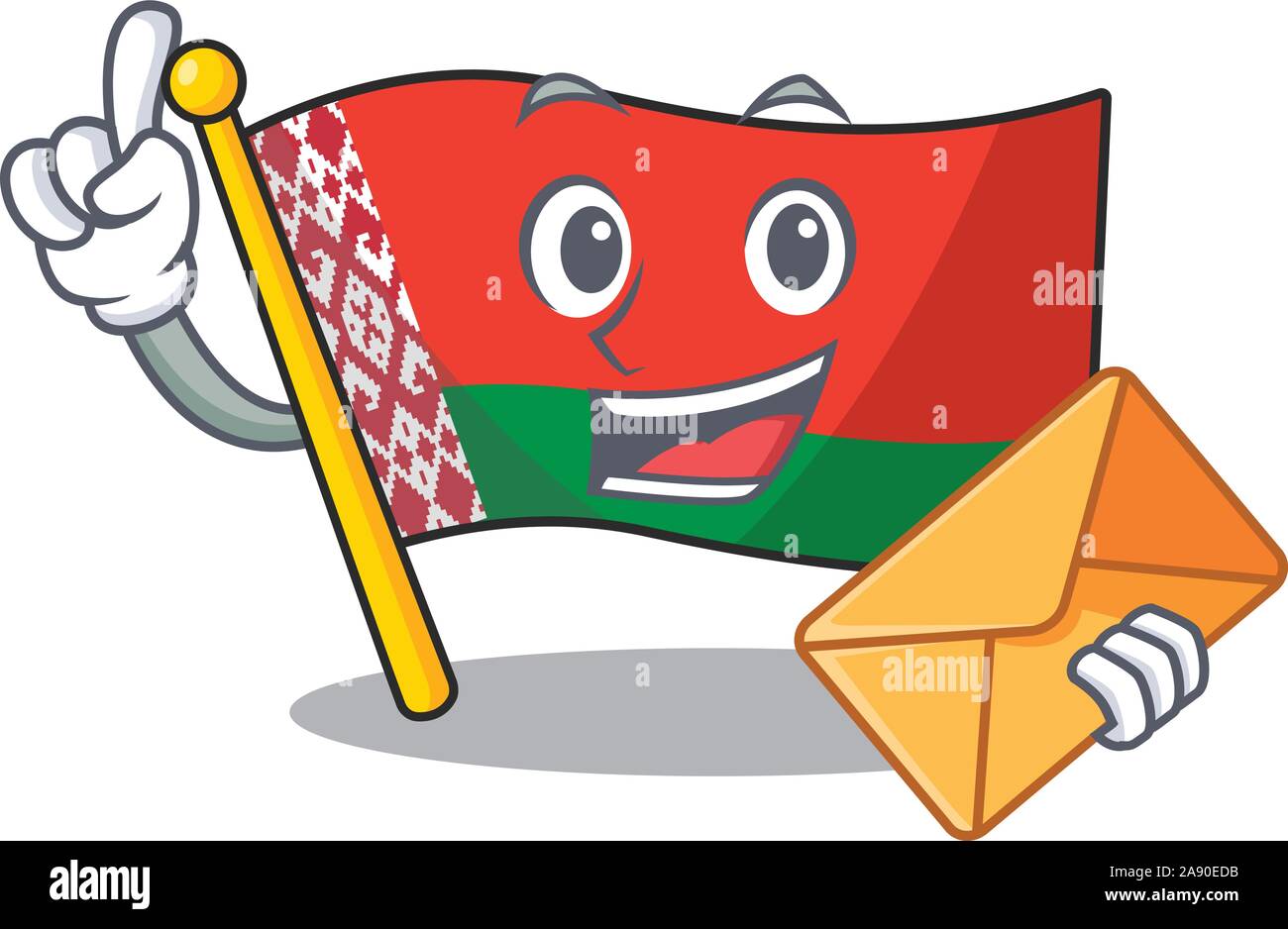 Smiling bring envelope flag belarus cartoon character style Stock ...