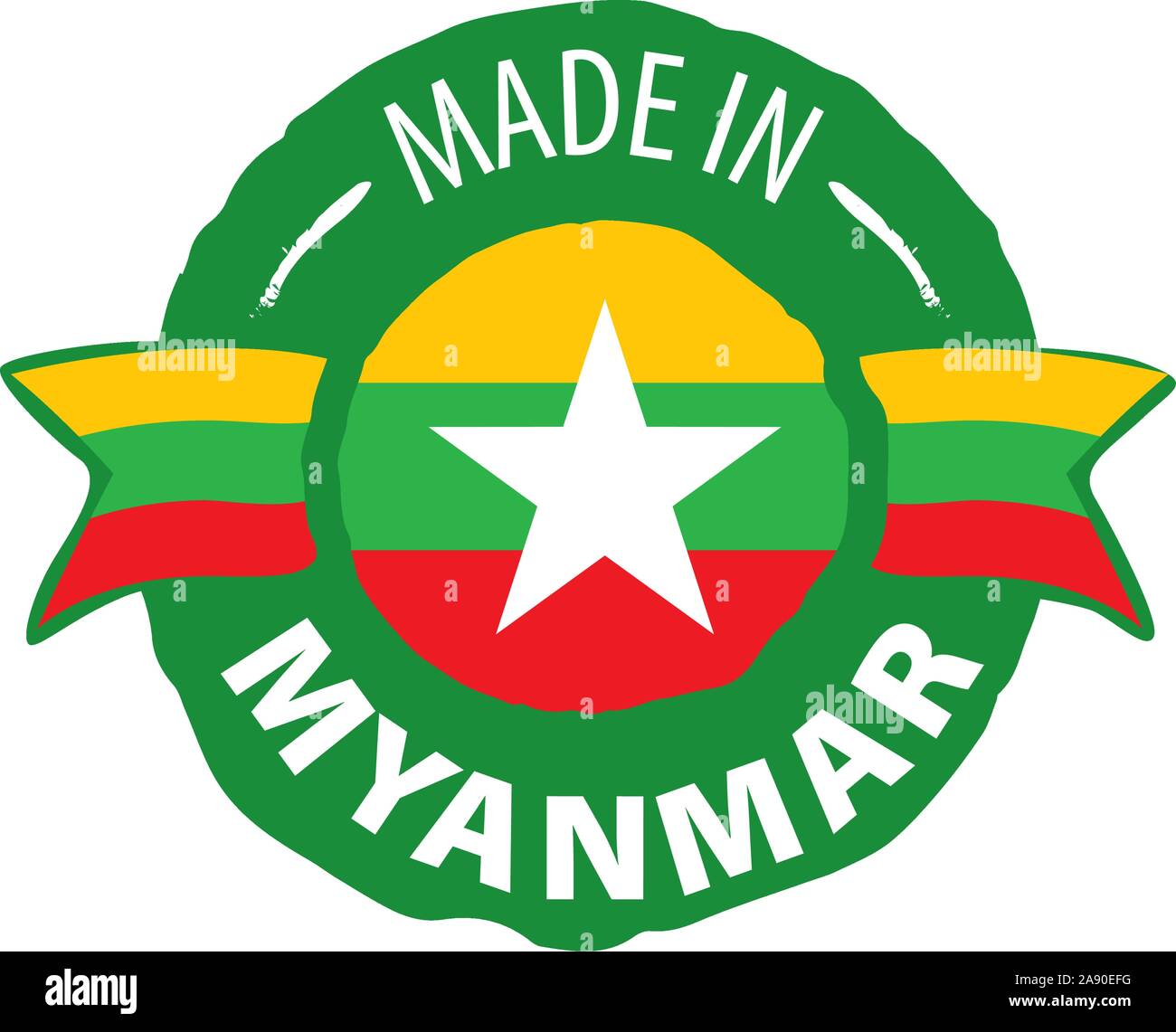 Myanmar flag, vector illustration on a white background Stock Vector ...