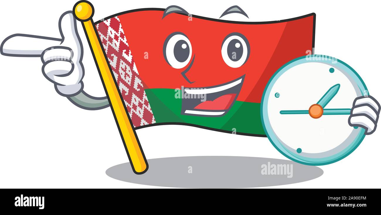 Smiling with bring clock flag belarus cartoon character style Stock ...