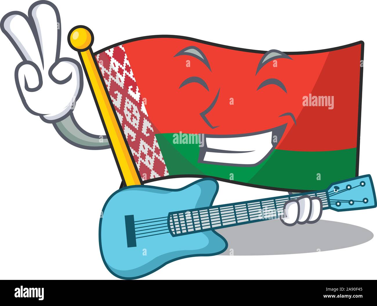flag belarus isolated with the with guitar cartoon Stock Vector Image ...