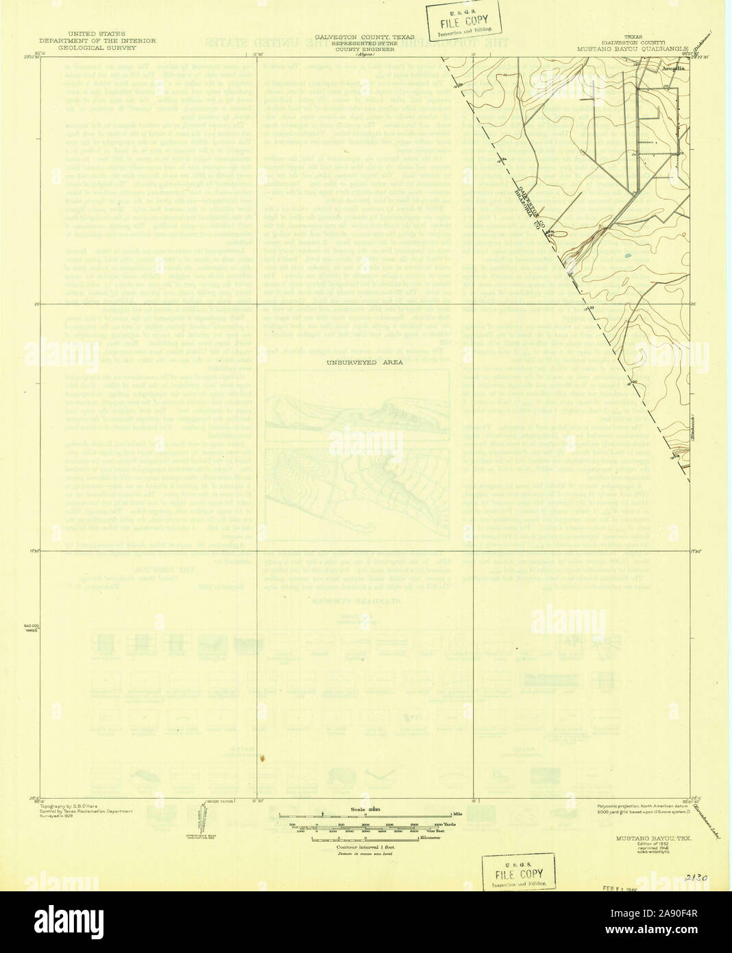 USGS TOPO Map Texas TX Mustang Bayou 111270 1932 31680 Restoration ...
