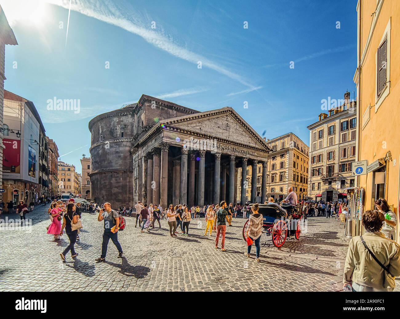 ROME, ITALY - OCTOBER 18, 2019: tourists visiting Pantheon square in ...