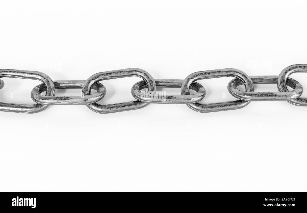 close up of metal chain part on white background 3d render illustration ...