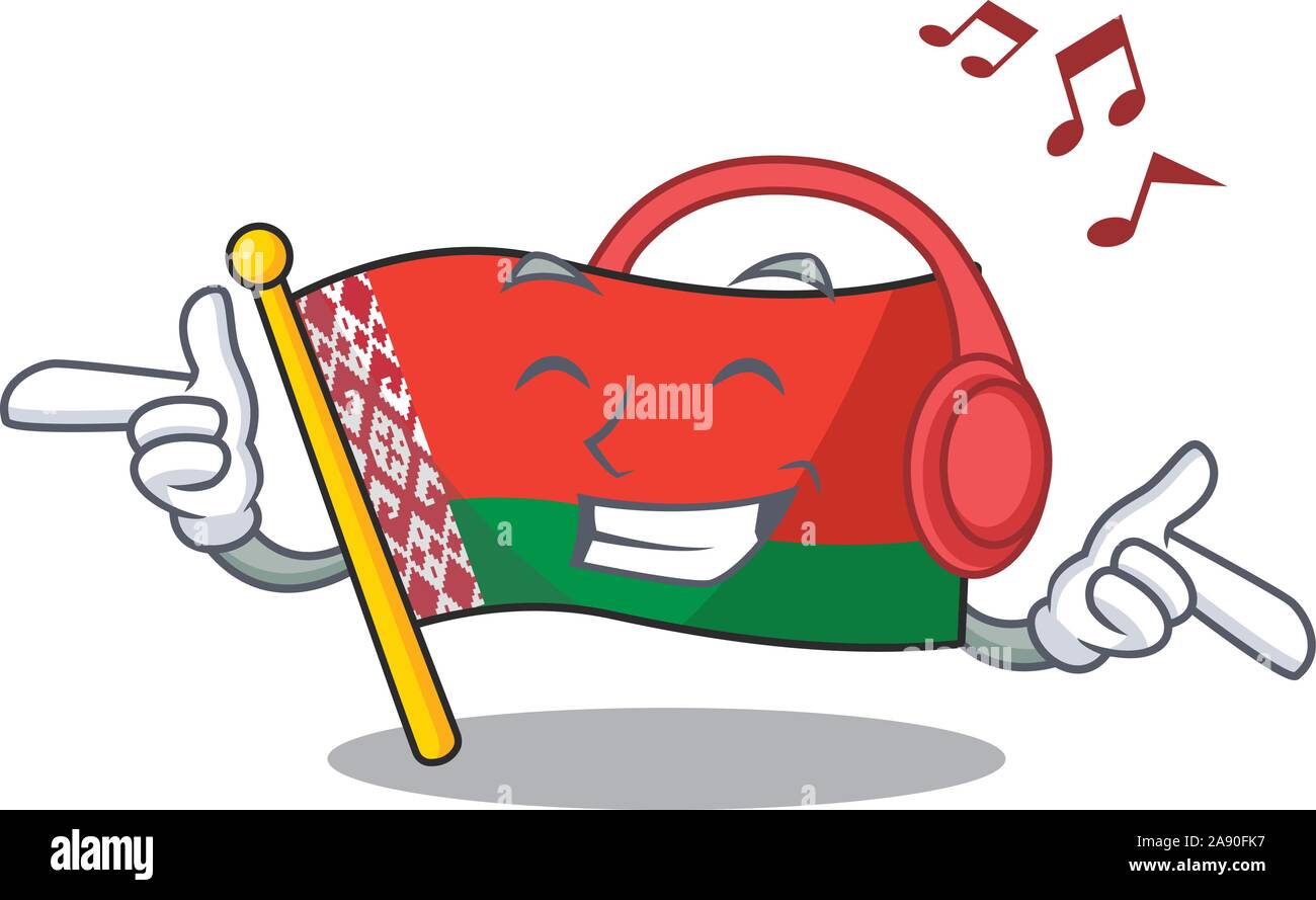 flag belarus isolated with the listening music cartoon Stock Vector ...