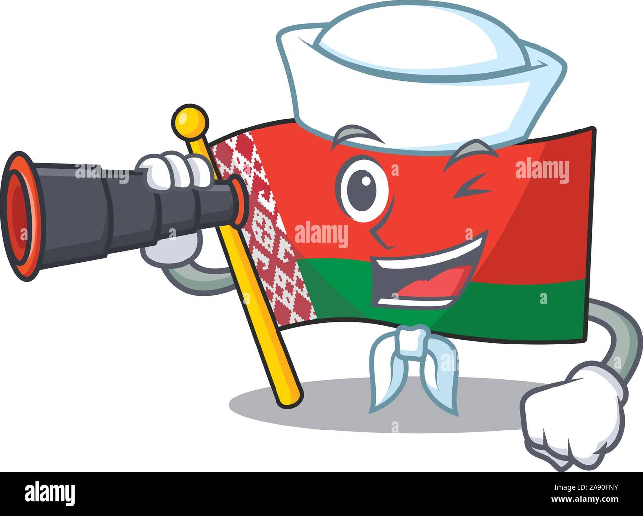 flag belarus isolated with the sailor holding binocular cartoon Stock ...