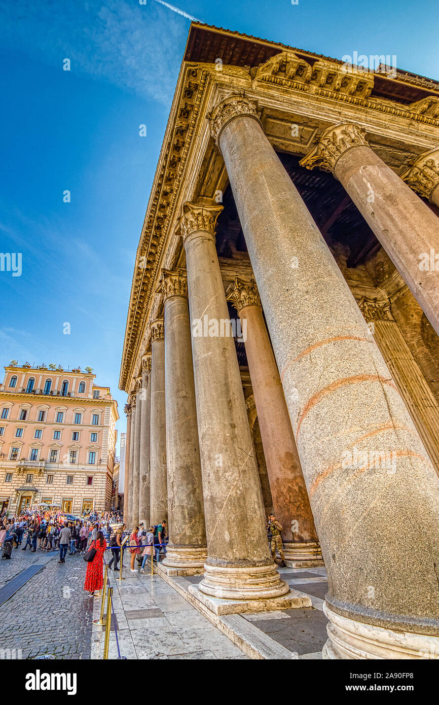 ROME, ITALY - OCTOBER 18, 2019: tourists visiting Pantheon square in ...