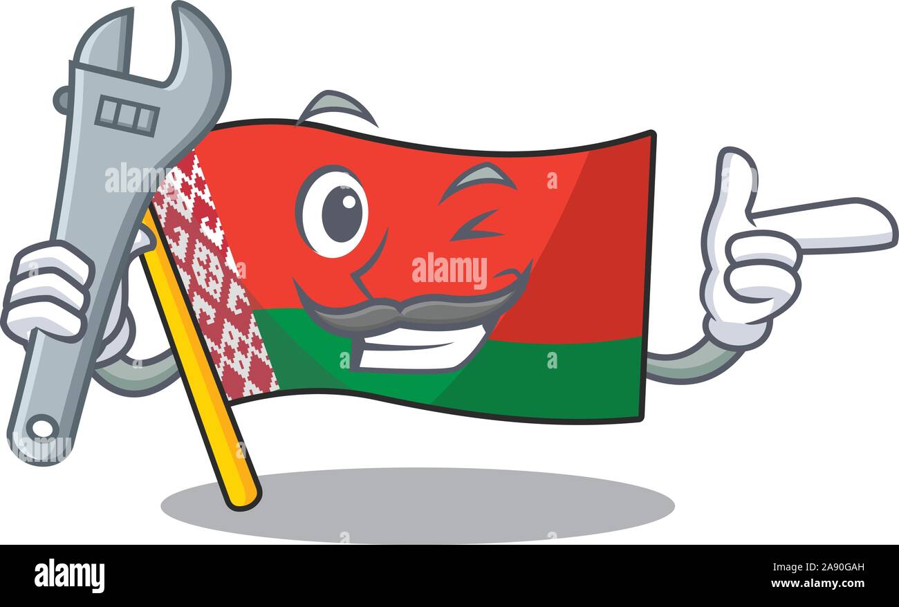 Happy flag mechanic belarus cartoon character style Stock Vector Image ...