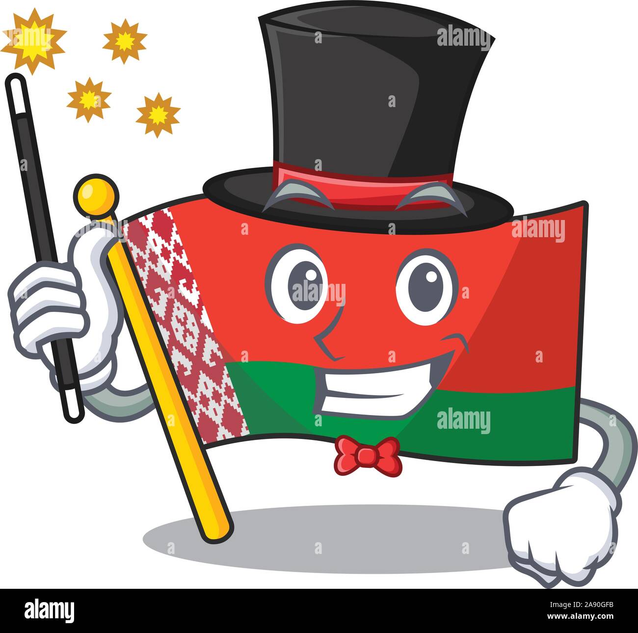 Happy flag magician belarus cartoon character style Stock Vector Image ...