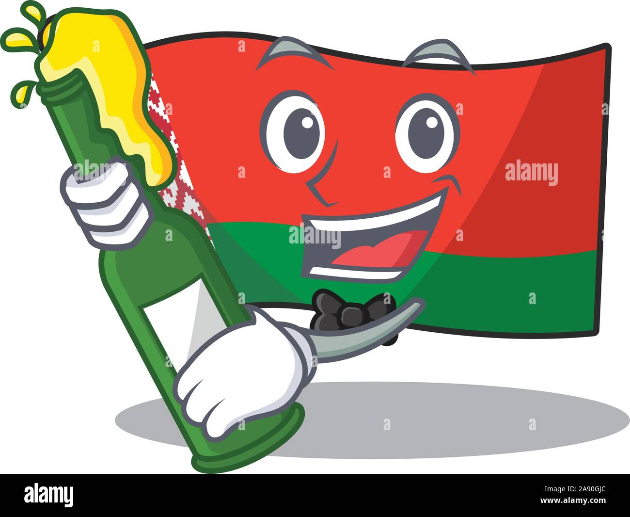 Happy flag bring beer belarus cartoon character style Stock Vector ...