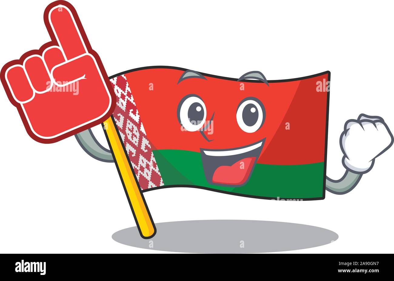 Happy flag foam finger belarus cartoon character style Stock Vector ...