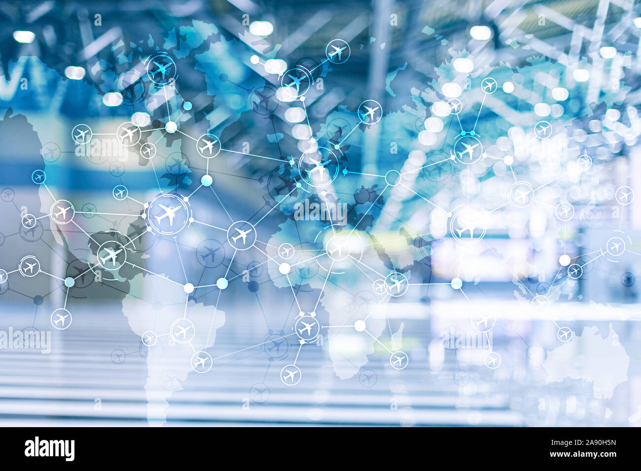 Global Aviation Directions. Air Travel Business background mixed media ...